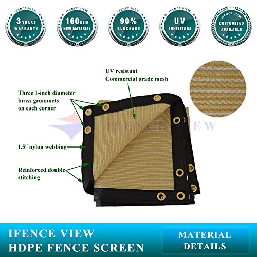 Ifenceview 5'x3' to 5'x50' Beige Shade Cloth/Fence Privacy Screen Fabric Mesh Net for Construction Site, Yard, Driveway, Garden, Railing, Canopy, Awning 160 GSM UV Protection (5' X 10')