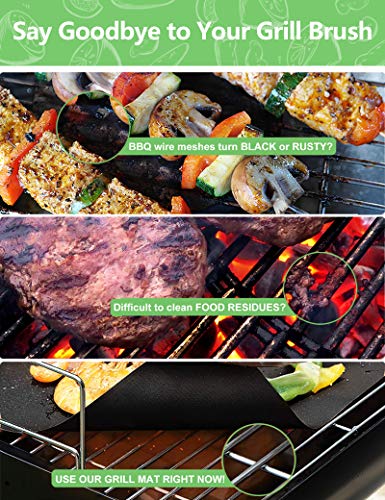 Grill Mat 6 Pcs, 100% Non-Stick HEADMALL BBQ Mats, Easy to Clean, For Barbecue Grilling & Baking, Electric Grill Gas Charcoal BBQ - 15.75 x 13 inch