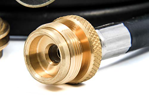 Camco 59103 Propane Brass Tee with 3 Port and 12' Hose,black and gold