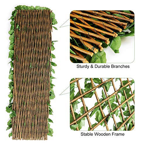 Giantex 3PCS Expandable Artificial Hedges Faux Ivy Leaves Fence, Stretchable Artificial Ivy Privacy Fence Screen Decorative Trellis for Backdrop Outdoor Garden Porch Patio Home Decorations