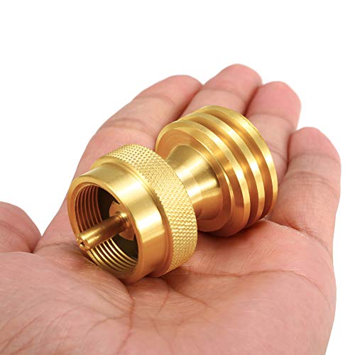 Joywayus Solid Brass Saver Adapter 1 LB Round Propane Adapter Converter Universal Small Bottle for Gas Grill and Propane Tree - 1''-20 Male Throwaway Cylinder Thread
