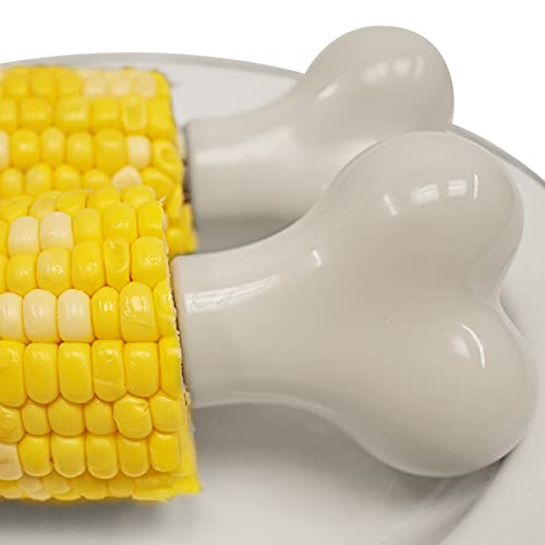Treasure Gurus Stainless Steel Bone Shaped Handle Corn Cob Holders 2 Prong Novelty BBQ Skewer Fork Picnic Utensil