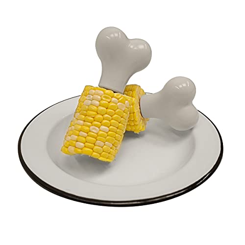 Treasure Gurus Stainless Steel Bone Shaped Handle Corn Cob Holders 2 Prong Novelty BBQ Skewer Fork Picnic Utensil