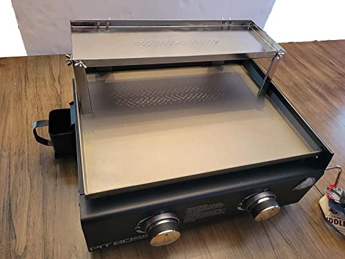 Wind Guard and Warming Rack Set for Pit Boss 2 Burner TableTop LP Gas Griddle and Other Portable Griddles in this size, Dark Brown (WGPB2)