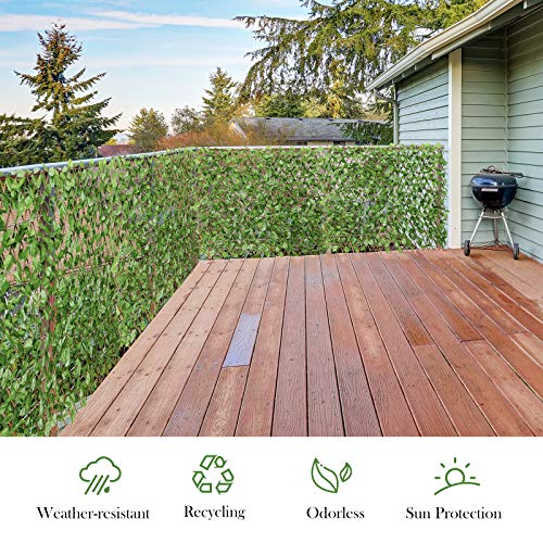 Giantex 3PCS Expandable Artificial Hedges Faux Ivy Leaves Fence, Stretchable Artificial Ivy Privacy Fence Screen Decorative Trellis for Backdrop Outdoor Garden Porch Patio Home Decorations