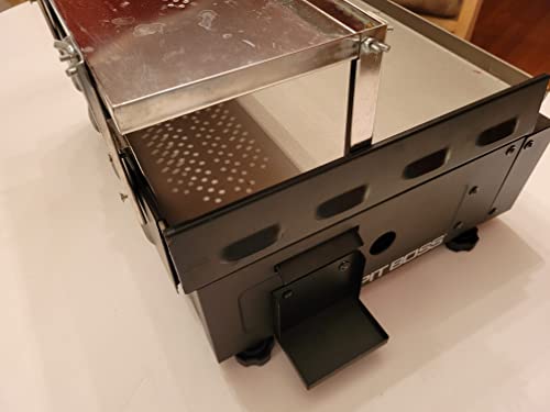 Wind Guard and Warming Rack Set for Pit Boss 2 Burner TableTop LP Gas Griddle and Other Portable Griddles in this size, Dark Brown (WGPB2)