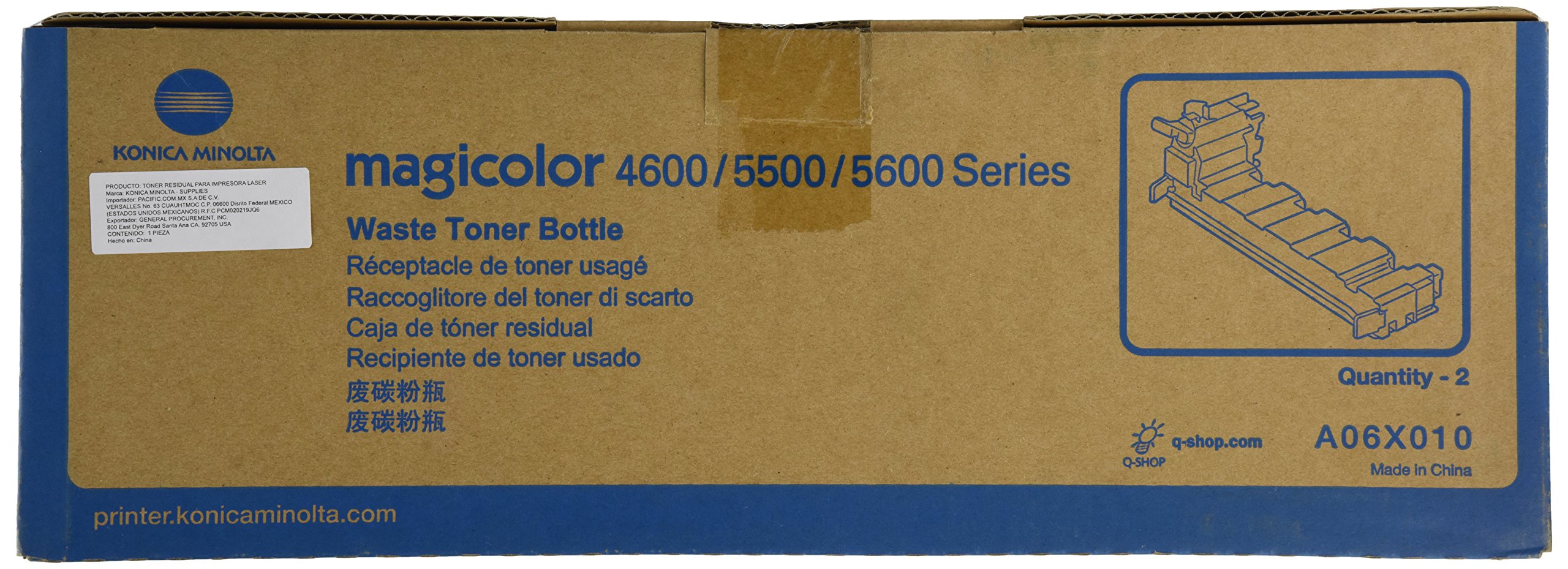 Konica Minolta A06X010 Toner Waste Bottles 2-Pack For magicolor 4650 Series Printers