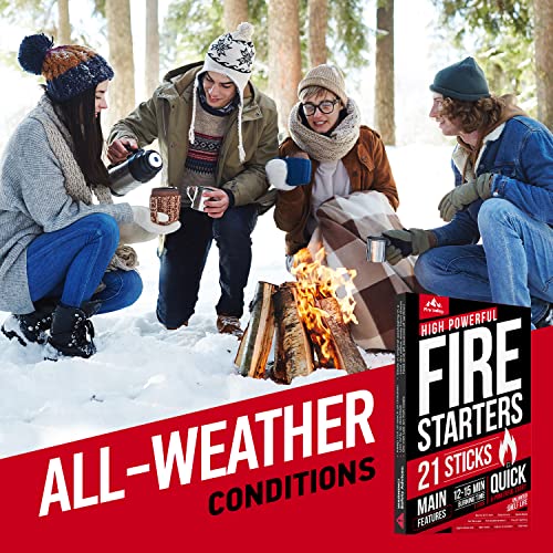 Fire Valley Wooden Firestarter Sticks - Pack of 21 Fire Starter Squares for Indoor Fireplace, Campfires, Grill & BBQ, Outdoor Firepit, Wood Stoves (Natural Pine Wood)