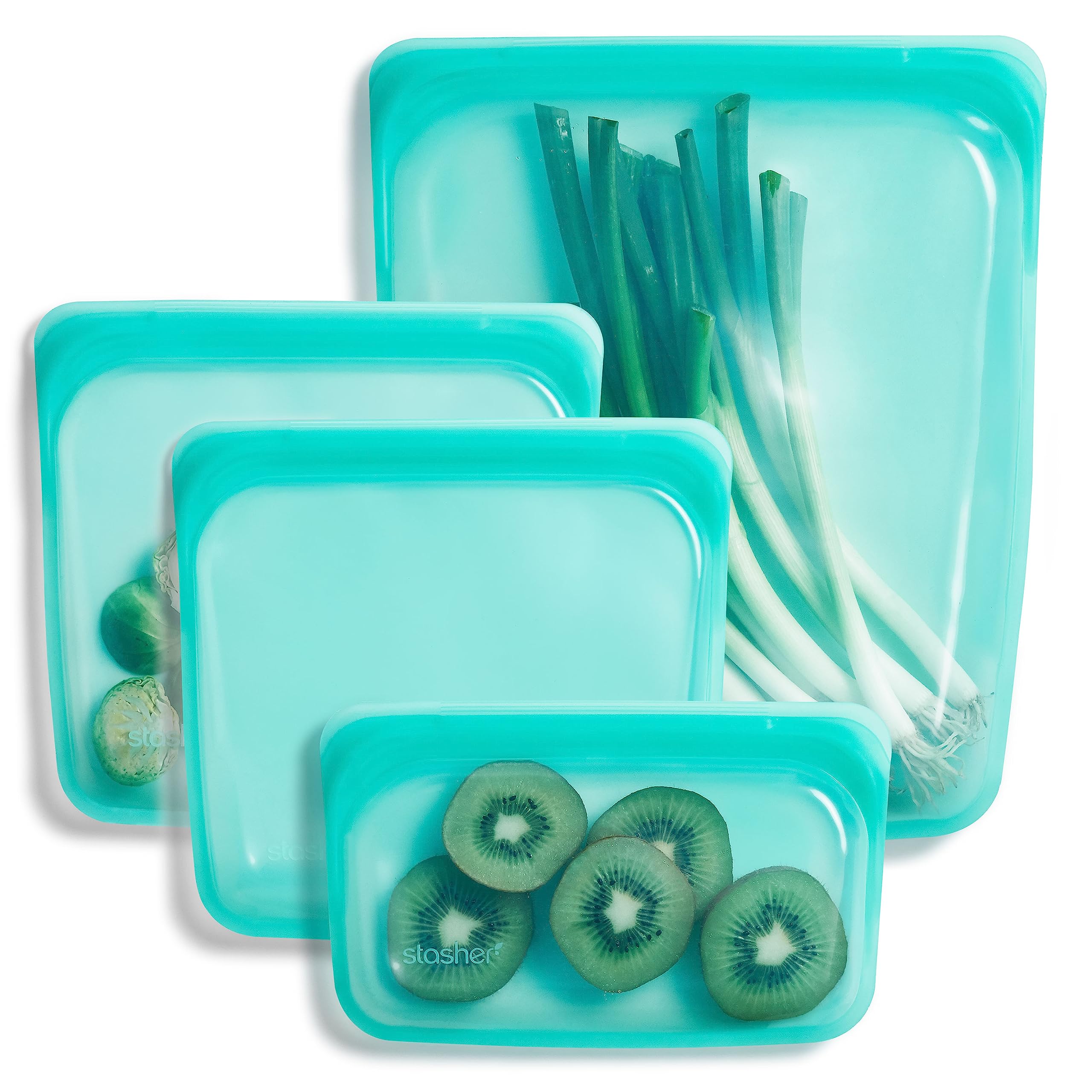 Stasher Reusable Silicone Storage Bags (4-Pack) + Stasher 1/2 Gallon Bag