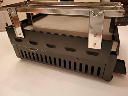 Wind Guard and Warming Rack Set for Pit Boss 2 Burner TableTop LP Gas Griddle and Other Portable Griddles in this size, Dark Brown (WGPB2)