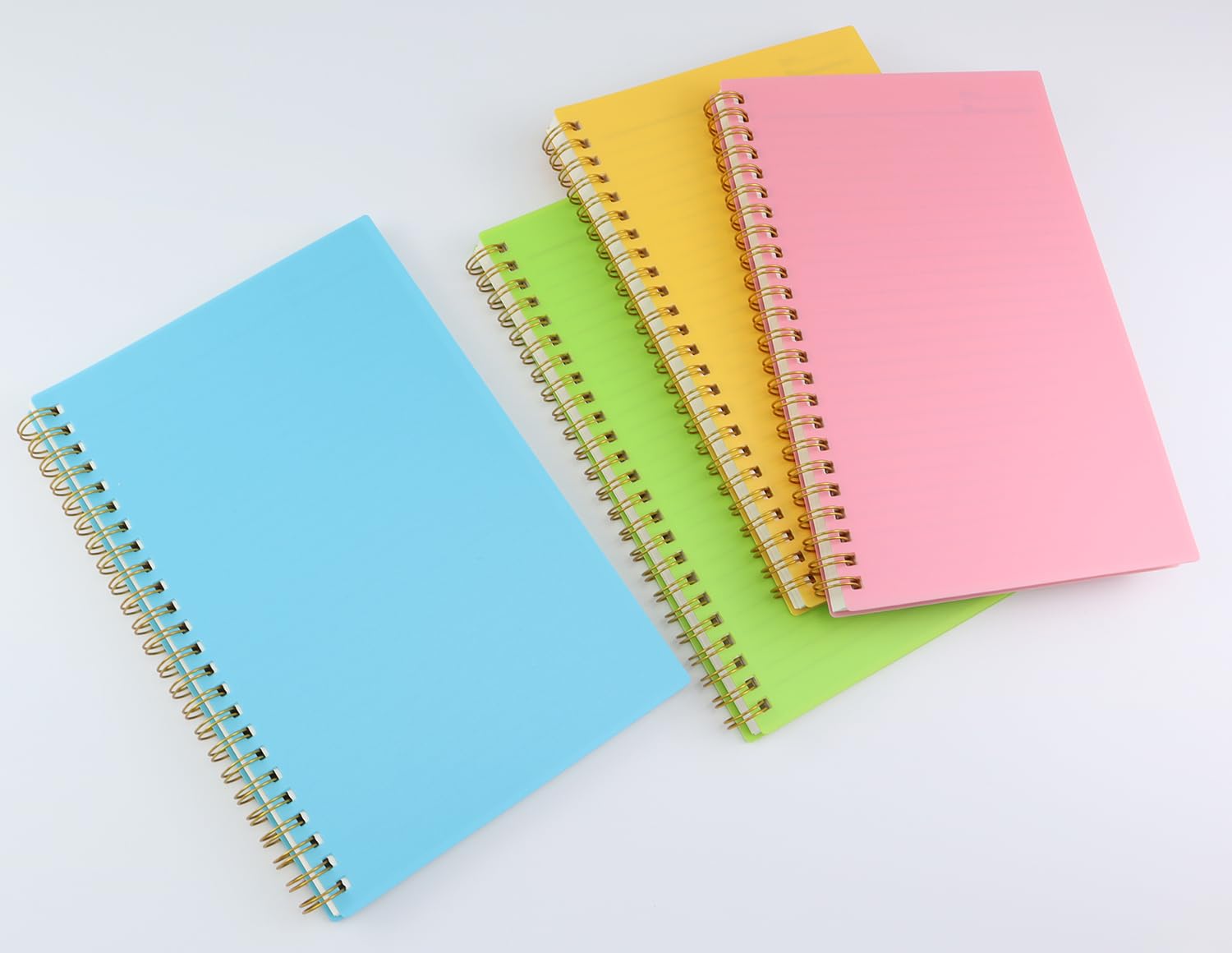 Aacehlh Spiral Notebook Journal,5.5" x 8.5" Plastic Hardcover College Ruled Notebook with 4 Colors,80 Sheets / 160 Pages Per Journal for Work,Study and Notes (light green,light blue,yellow,pink).
