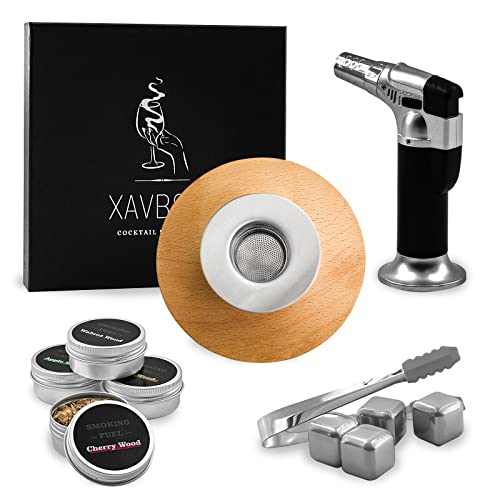 Cocktail Smoker Kit, Old Fashioned Smoker kit with Torch, 4 Kinds of Wood Smoker Chips for Bourbon and Whiskey. Gift for Whiskey Lovers, Dad, Husband, Menļ¼No Butaneļ¼