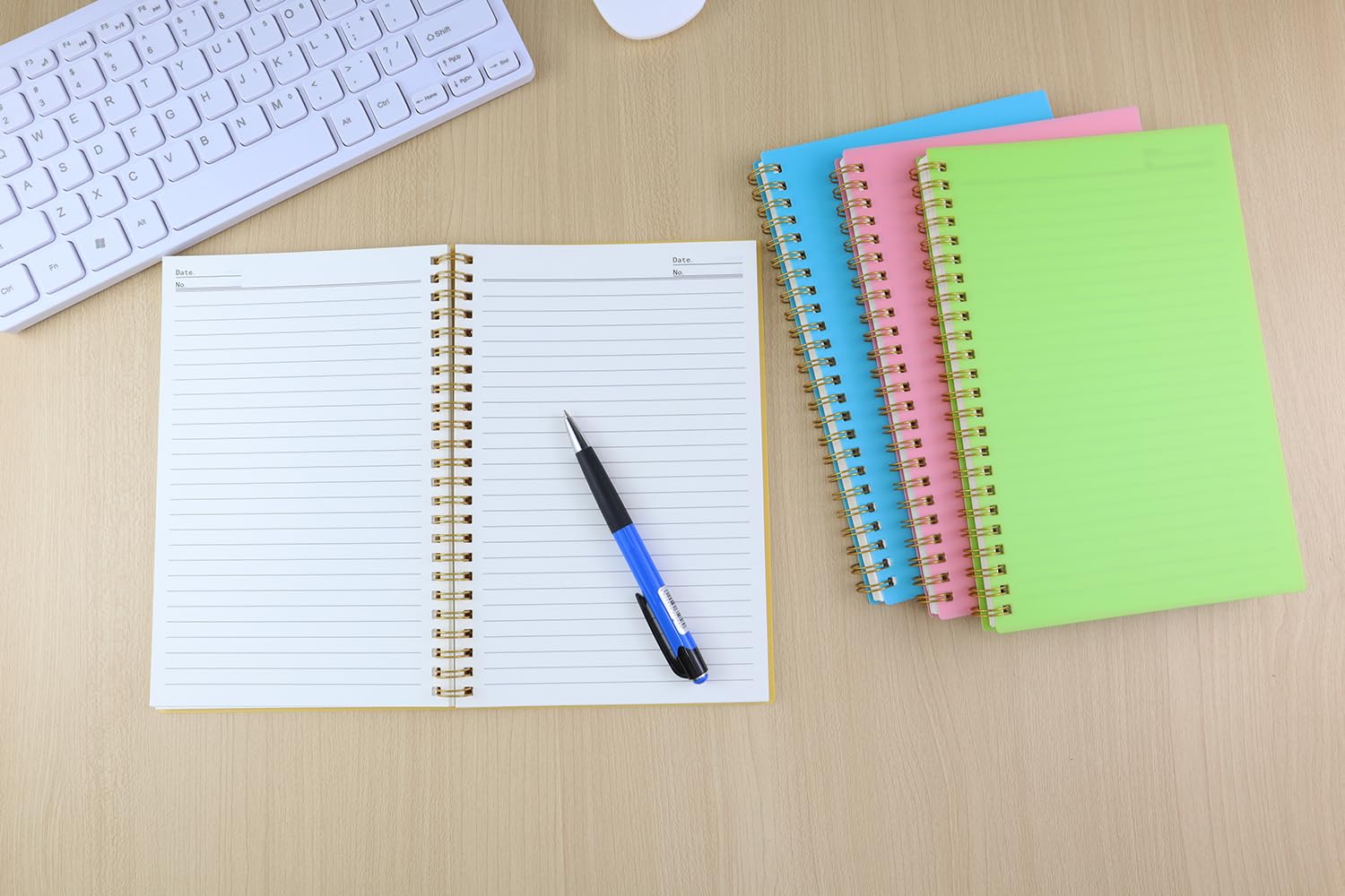 Aacehlh Spiral Notebook Journal,5.5" x 8.5" Plastic Hardcover College Ruled Notebook with 4 Colors,80 Sheets / 160 Pages Per Journal for Work,Study and Notes (light green,light blue,yellow,pink).