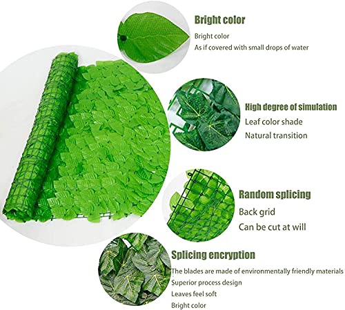 HACSYP Expandable Faux Privacy Fence Artificial Ivy Leaf Screening Roll 1 * 1m Plastic Privacy Screening Garden Fence | UV Fade Protected Wall Landscaping Fencing Panel for Outdoor Decor