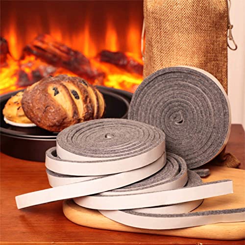 Smoker Gasket Seal, High Temp Grill Gasket Replacement, 14.7FT 7/8"x1/6" BBQ Smoker Gasket, Pre-Shrunk Accessories Self Stick Tape Felt High Seal Material