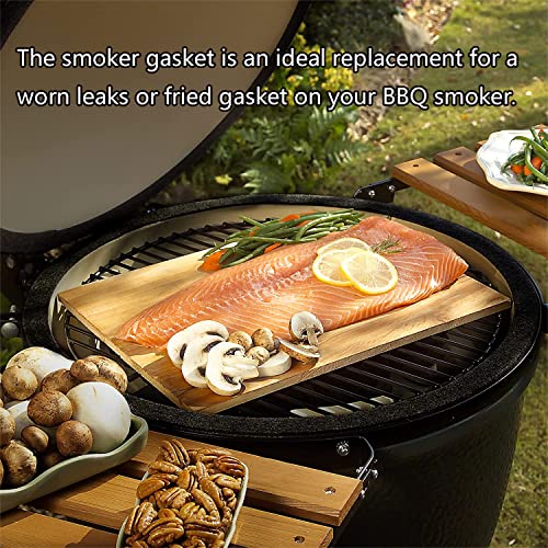 Smoker Gasket Seal, High Temp Grill Gasket Replacement, 14.7FT 7/8"x1/6" BBQ Smoker Gasket, Pre-Shrunk Accessories Self Stick Tape Felt High Seal Material