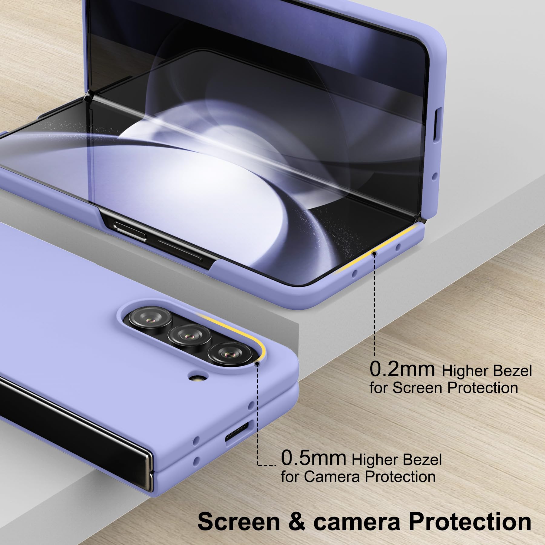 Foluu Slim Fit Case for Samsung Galaxy Z Fold 5 Case, with Front Built-in Screen Protector, Ultra Thin Matte PC Protective Cover for Samsung Galaxy Z Fold5 5G 2023 (Purple)