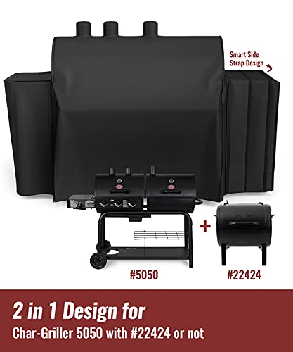 NUPICK 8080 Grill Cover for Char-Griller 5050 Duo Grill, Heavy Duty and Waterproof Grill Cover, All Weather Protection