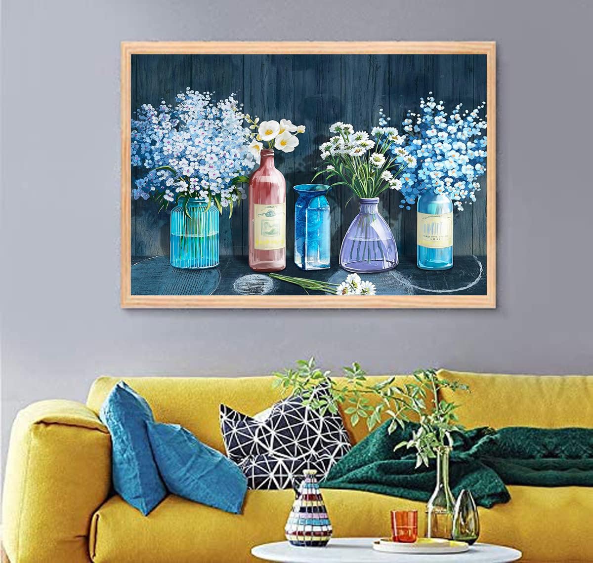 SOTYIOO Diamond Painting Kits for Adults. Flowers Diamond Art Full Drill Round Gem Art 5D Diamond Dots Suitable Home Wall Decor 12x16inch