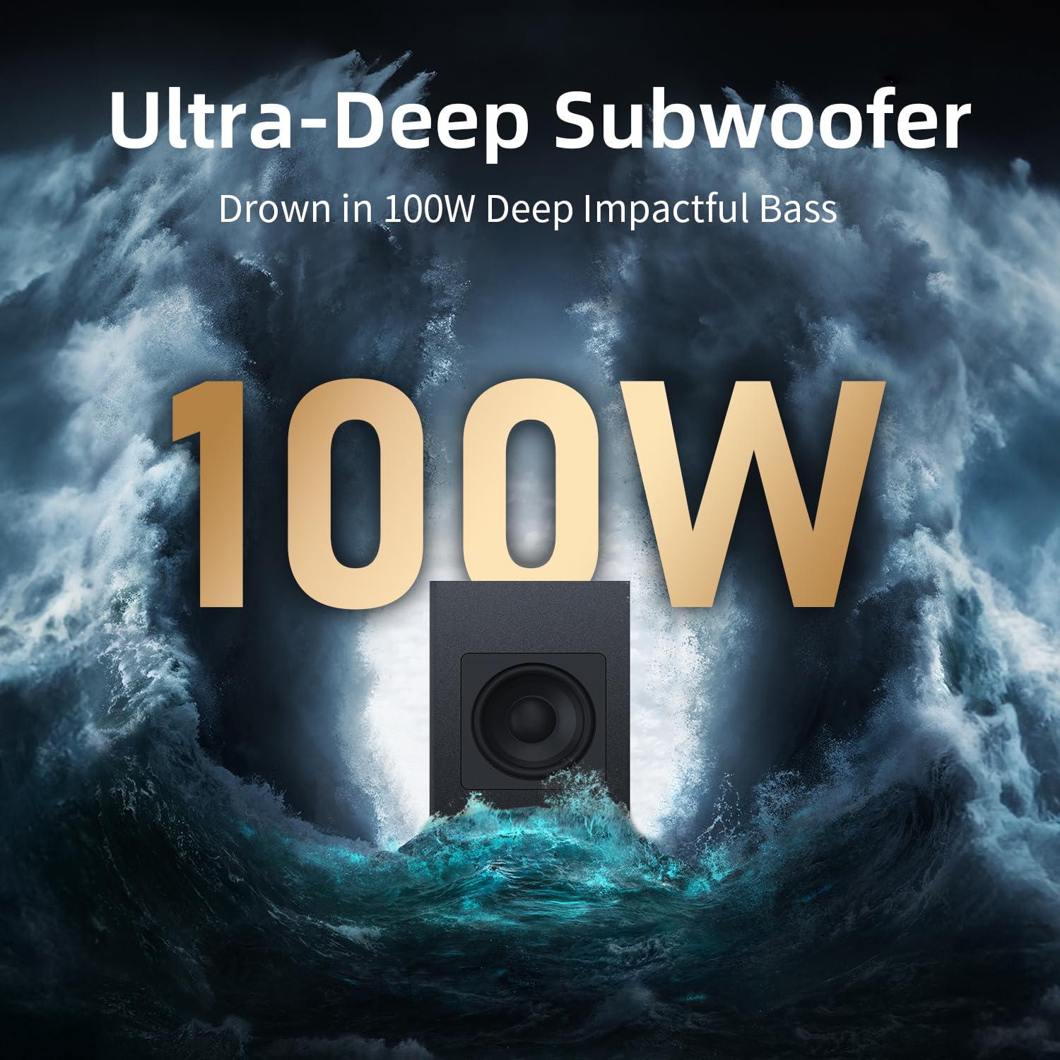 Sound Bars for TV with 100 watts Subwoofer, 16-inch Mountable Sound Bar, 2.1ch Surround Sound System for TV, Bluetooth Soundbar for TV Work with Traditional or Smart TV, Computer