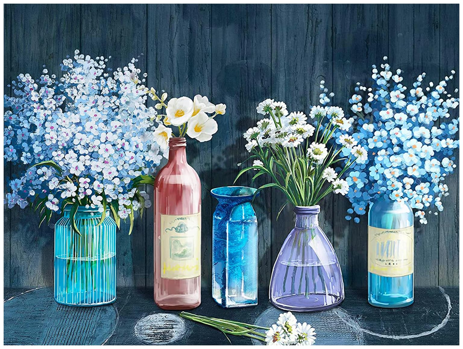 SOTYIOO Diamond Painting Kits for Adults. Flowers Diamond Art Full Drill Round Gem Art 5D Diamond Dots Suitable Home Wall Decor 12x16inch