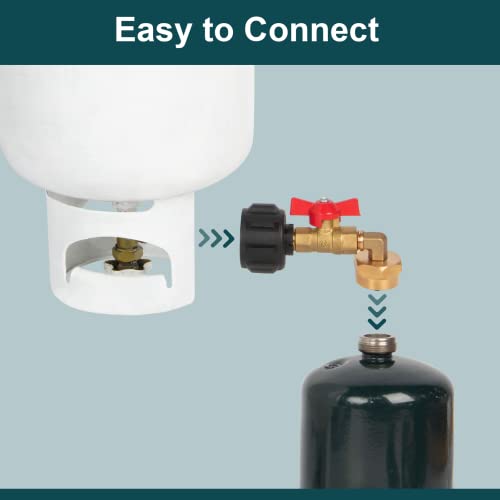 GASPRO Upgraded Propane Refill Adapter with Valve, Fill 1 lb Bottles from 20 lb Tank, 90-Degree Elbow Design, Easy to Use, Solid Brass