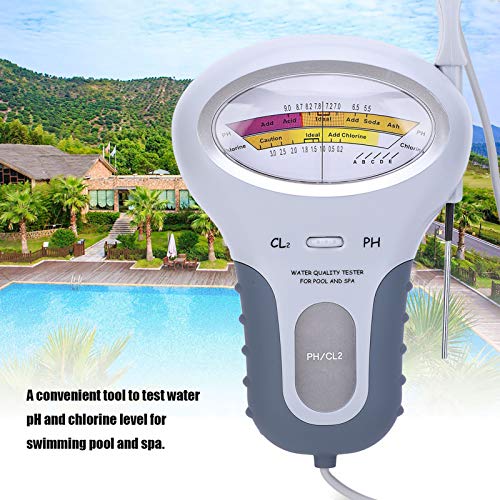 Diyeeni Portable 2 in 1 Chlorine and PH Tester, Swimming Pool Spa Water Quality Monitor Meter with Needle, CL2 Level Home Testing Device