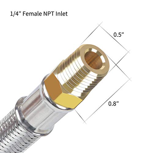 Generep RV PropaneTank Hose with Gauge, 2PCS 15 Inch Upgraded 1/4inch NPT RV Propane Pigtail Hose,Durable Stainless Braided, 2-Pack