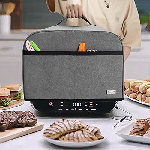 Luxja Dust Cover for Ninja Foodi Smart XL Grill (FG551), Cover with Accessories Storage Pockets, Gray