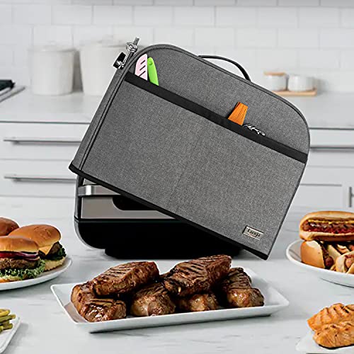 Luxja Dust Cover for Ninja Foodi Smart XL Grill (FG551), Cover with Accessories Storage Pockets, Gray