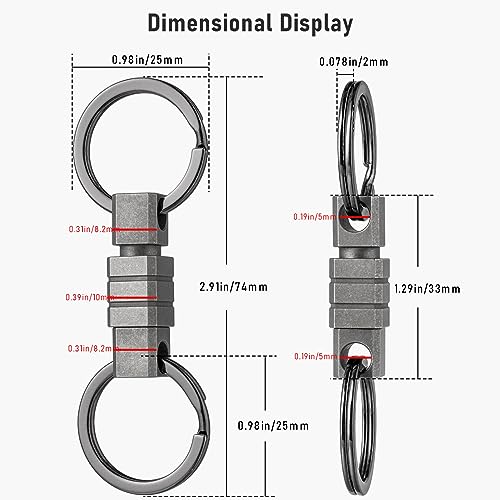 TISUR Titanium Quick Release Keychain,Pull Apart Detachable Key Chain,Swivel Clasps for Jewelry Necklace Bracelet Making,EDC Multitool for Men Women (Matte quick release keychain)