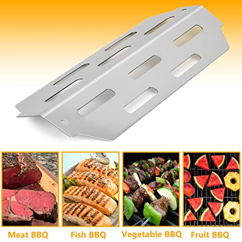 GasSaf Heat Deflectors Replace for Weber 66041, Genesis II E-410, S-410, Genesis II LX E-440, Genesis II LX S-440 Gas Grills, 4-Pack Durable Stainless Steel Replacement Parts(12.5" x 4.25")