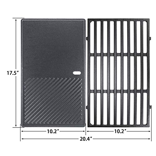 Hisencn 7637 17 1/2 inch Grill Cooking Grate Griddle Replacement Part for Weber Spirit I & II 200 Series, Spirit E210, Spirit S210, Spirit E220, Spirit S220 with Front Control, 2 Pack