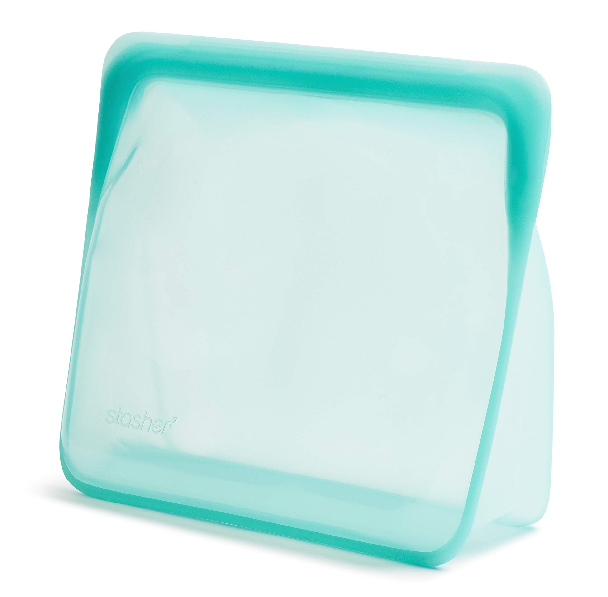 Stasher Reusable Silicone Storage Bags, Food Storage Containers, Microwave and Dishwasher Safe, Leak-free, Stand Up - Mid (Clear) and Mega (Aqua)