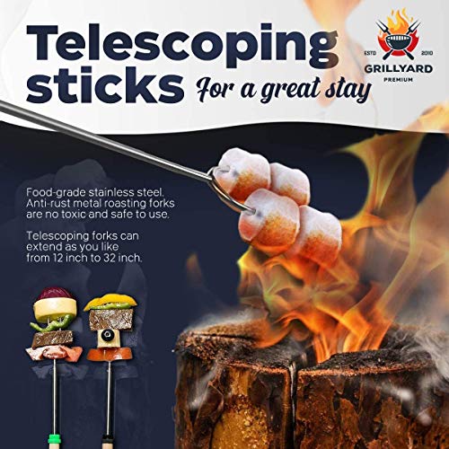 Marshmallow Sticks β 8 pcs Roasting Sticks for BBQ, Campfire, Fire Pits, Camping β Durable Stainless Steel Smores Sticks with Wooden Handles β Practical and Easy to Use