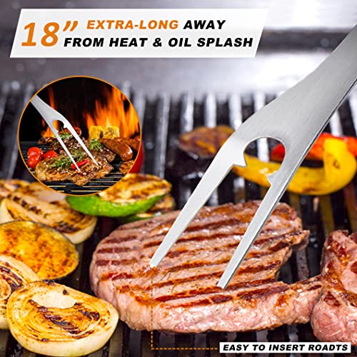 POLIGO 5PCS BBQ Grill Accessories for Outdoor Grill Set Stainless Steel Camping BBQ Tools Grilling Tools Set for Father's Day Birthday Presents, Grill Utensils Set Ideal Grilling Gifts for Men Dad