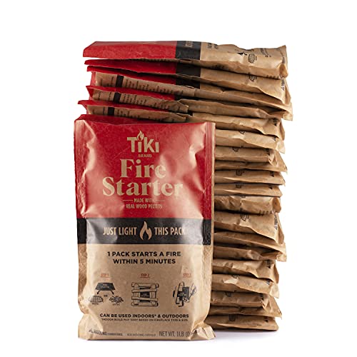 TIKI Brand Fire Starter | 20-Pack, Indoor/Outdoor Fire Starter, Wood Pellets, Outdoor Fire Pit Fire Starter, Indoor Fire Place Fire Starter, Easy Fire Starter, 15 x 11.88 x 9 inches, 122000668