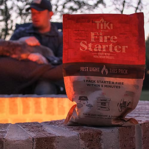 TIKI Brand Fire Starter | 20-Pack, Indoor/Outdoor Fire Starter, Wood Pellets, Outdoor Fire Pit Fire Starter, Indoor Fire Place Fire Starter, Easy Fire Starter, 15 x 11.88 x 9 inches, 122000668