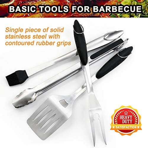 POLIGO 5PCS BBQ Grill Accessories for Outdoor Grill Set Stainless Steel Camping BBQ Tools Grilling Tools Set for Father's Day Birthday Presents, Grill Utensils Set Ideal Grilling Gifts for Men Dad
