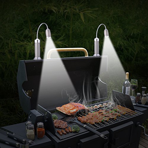 IMAGE Magnetic Ultra-Bright Barbecue Grill Light with Super Bright LED Lights, Magnetic Base Flexible Gooseneck BBQ Light for Grilling,Adjustable Any Gas,Charcoal,Electric Grill White- 1 Pair