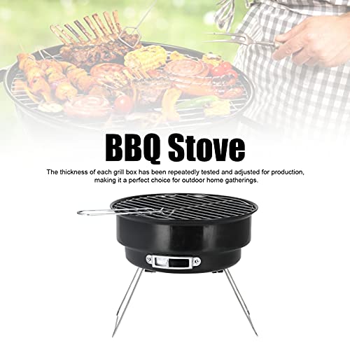 Mini Round Barbecue Grill Set, Portable Iron Charcoal Grill, with A Handle, for Home Kitchen BBQ Picnic Camping