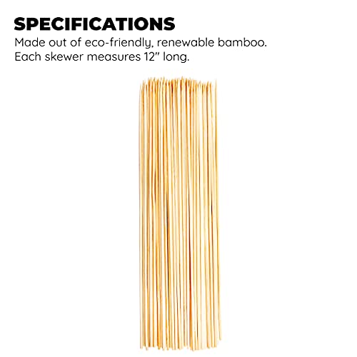 GOOD LIVING 12-Inch Bamboo Skewers for Fruit, BBQ, Shrimp, Vegetables and More, 1-Pack (100 Skewers)