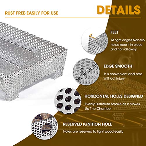 Buzzlett 12 Hours Pellet Maze Smoker Tray, Perfect for Hot or Cold Meat, Cheese, Fish and Pork Smoking, 5" x 8"