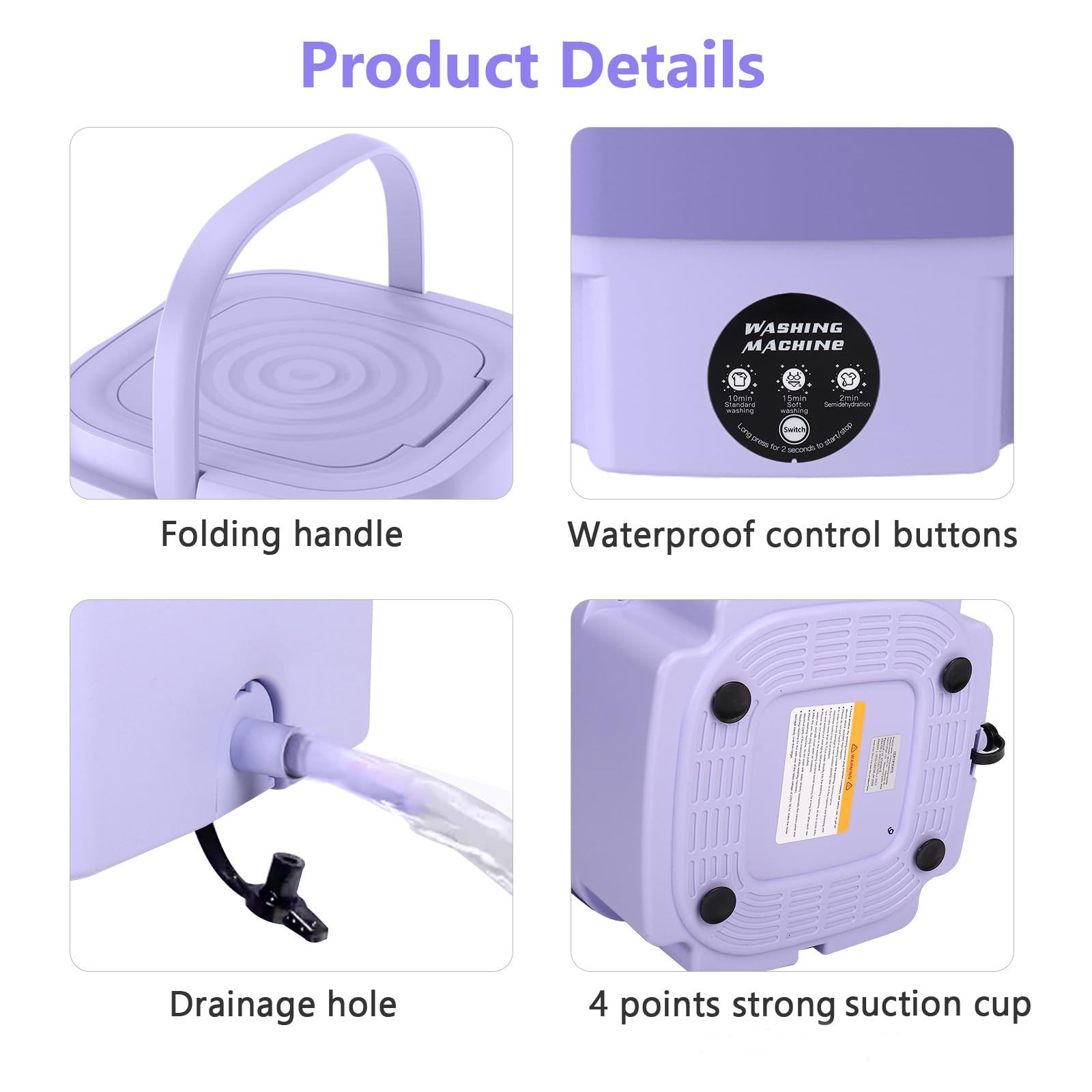8L Portable Washing Machine, Foldable Mini Small Washing Machine for Socks, Underwear or Small Items for Apartment, Dorm, Camping, RV Travel laundry Purple