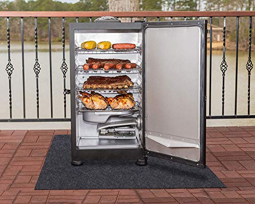 Electric Smoker Mat,Premium Oven Protective Mat—Protects wooden floors and outdoor terraces,Absorbent Material-Contains Smoker Splatter,Anti-Slip and Waterproof Backing,Washable (36" x 36")