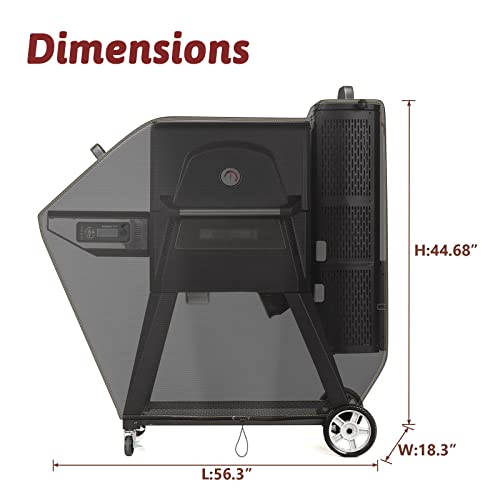 QuliMetal 1680D Grill Cover for Masterbuilt 560/800 Digital Charcoal Smoker Cover, MB20080220 MB20040221 Gravity Series Grill, Waterproof, Black