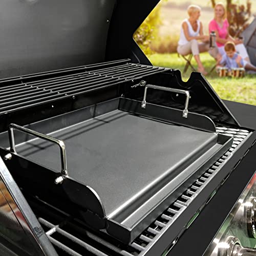 Uniflasy Nonstick Coating Cooking Griddle for Gas Grill, 25"x16” Griddle Plate Insert for Gas Stove, Charcoal/Electric Grill Gas Grill Large Flat Griddle Top Plate for Camping & Tailgating Grilling