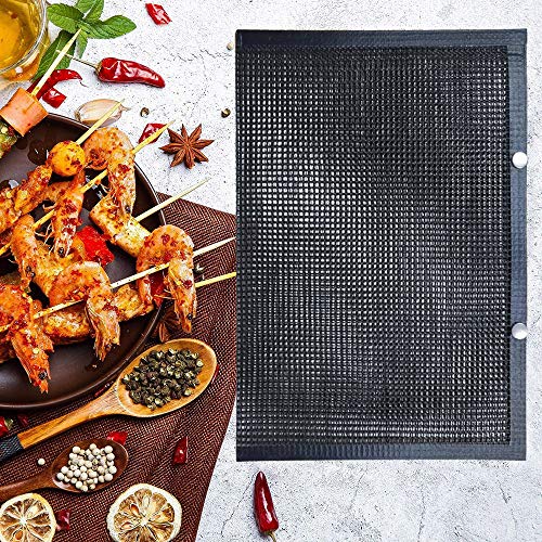 sorkwo Large BBQ Grill Mesh Bag, Non-Stick Baking Grilling Bag Heat-Resistant Reusable Easy to Clean Baked Grilling PTFE Bag for Outdoor Picnic Cooking Barbecue
