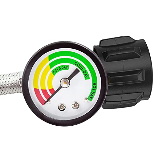 MOFLAME 1 lb to 20 lb Propane Adapter Hose With Gauge,6 FT Stainless Braided Propane Hose Adapter Converter for Coleman Camp Stove, Buddy Heater, Tabletop Grill & More 1lb Portable Appliance