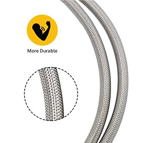 MOFLAME 1 lb to 20 lb Propane Adapter Hose With Gauge,6 FT Stainless Braided Propane Hose Adapter Converter for Coleman Camp Stove, Buddy Heater, Tabletop Grill & More 1lb Portable Appliance